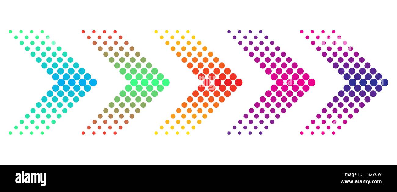 Set of colored arrows with halftone effect. Vector illustration. Arrows ...