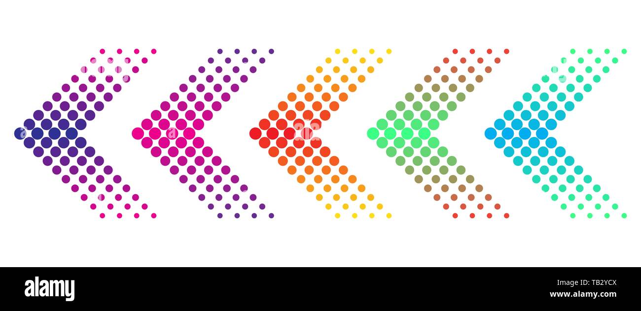Set of colored arrows with halftone effect. Vector illustration. Arrows ...