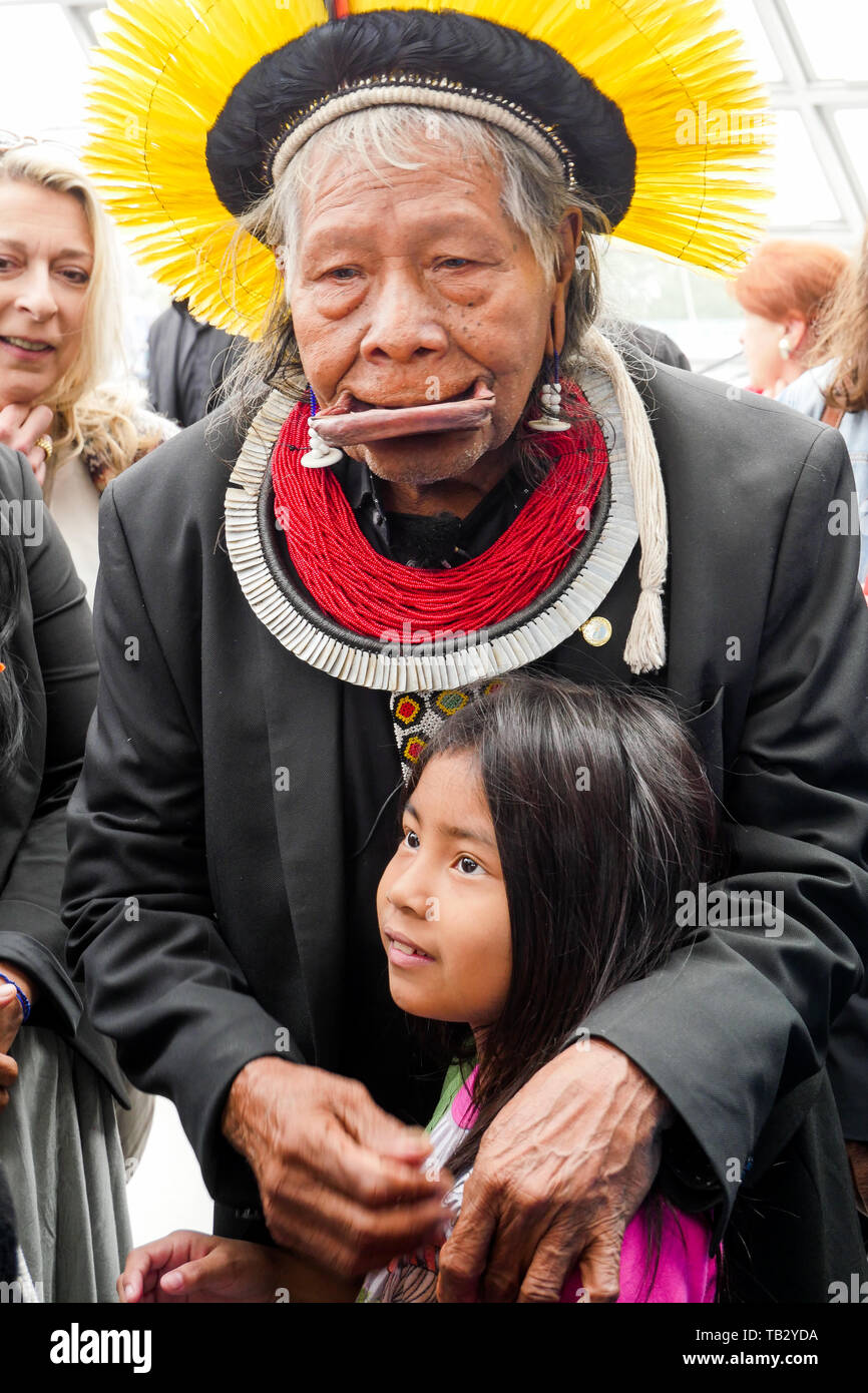 Chief Raoni appears in Lyon, France Stock Photo - Alamy