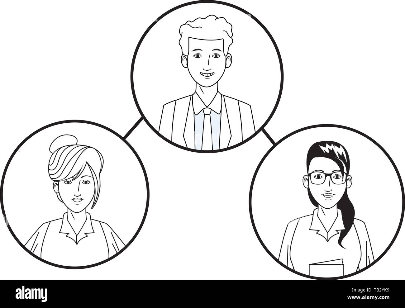 group of business people avatar profile picture in round icon black and ...