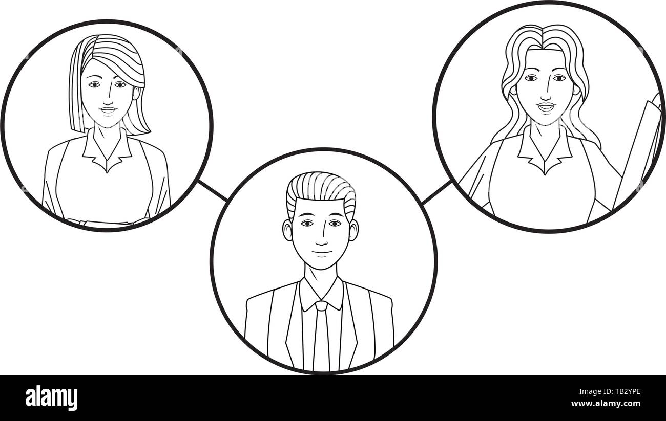 group of business people avatar profile picture in round icon black and ...