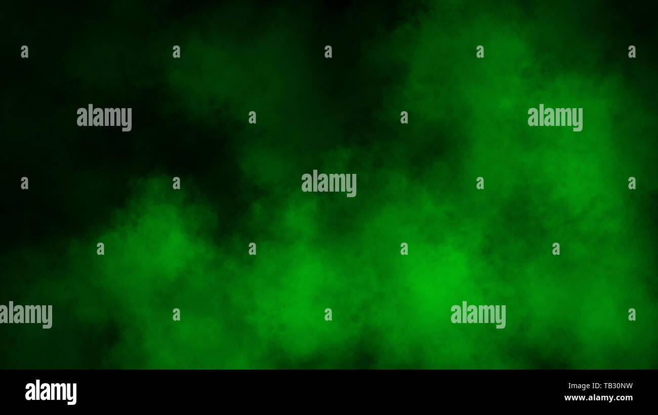 Abstract texture green smoke moves on a black background . Design ...