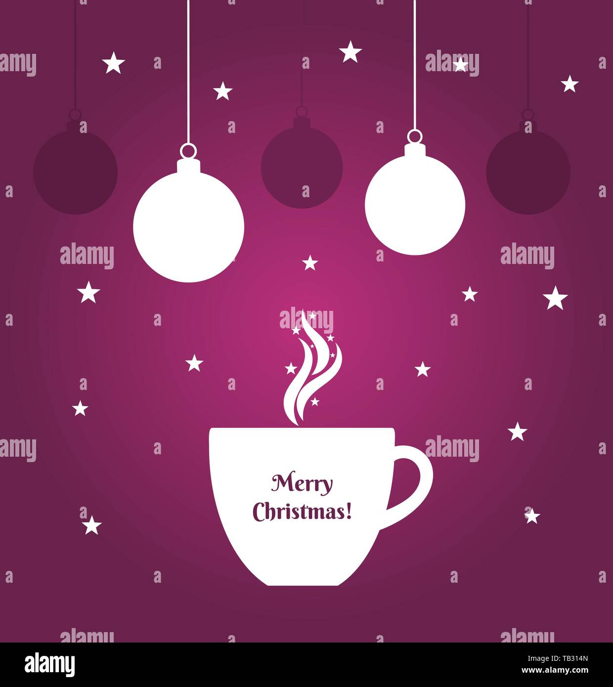 Christmas card with coffee cup and baubles. Vector illustration Stock ...