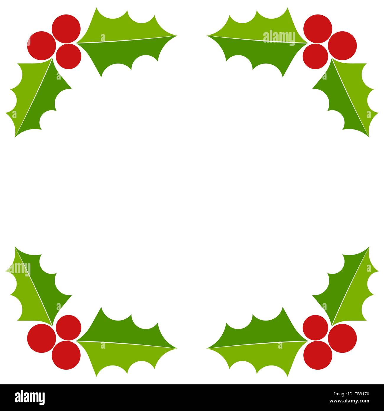 Holly berry Christmas border. Greeting card illustration Stock Vector ...