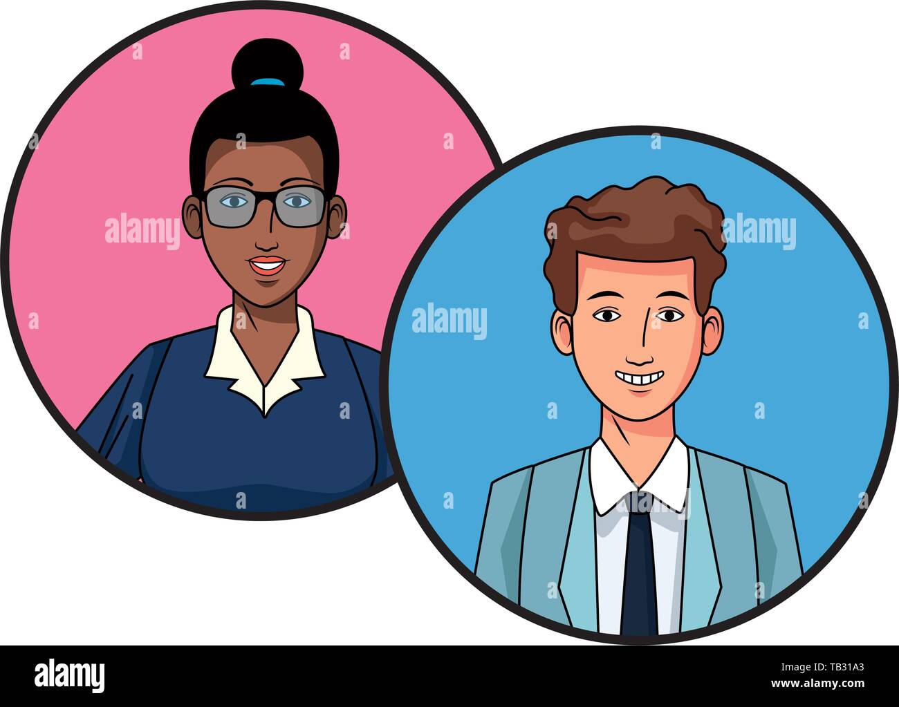 business couple avatar profile picture in round icons Stock Vector ...