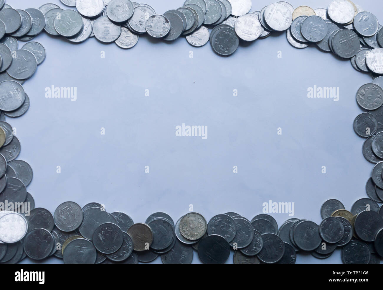 Indian currency of different denominations. Copy space for text in the ...