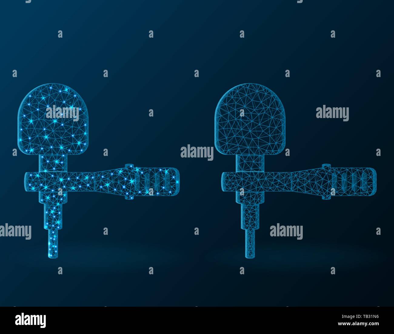 Microphone low poly design, mic holder, sound recording polygonal ...