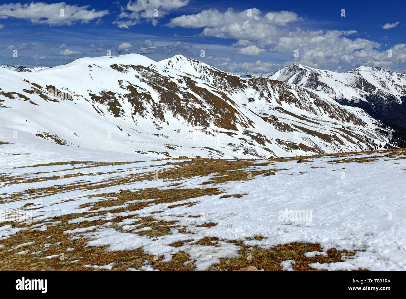 Beautiful high altitude alpine landscape with snow capped peaks, Rocky ...