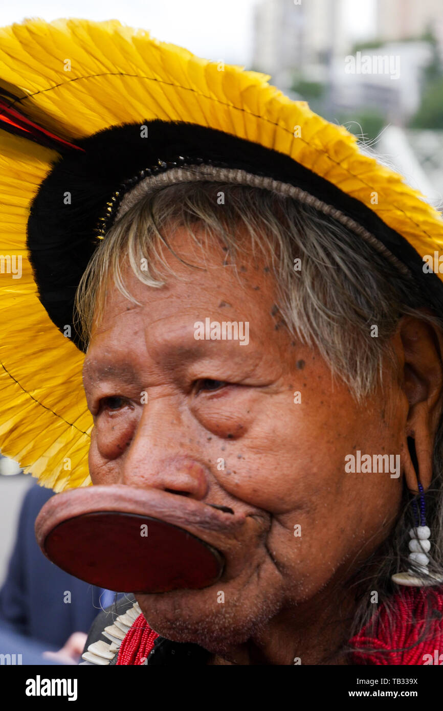 Chief Raoni appears in Lyon, France Stock Photo - Alamy