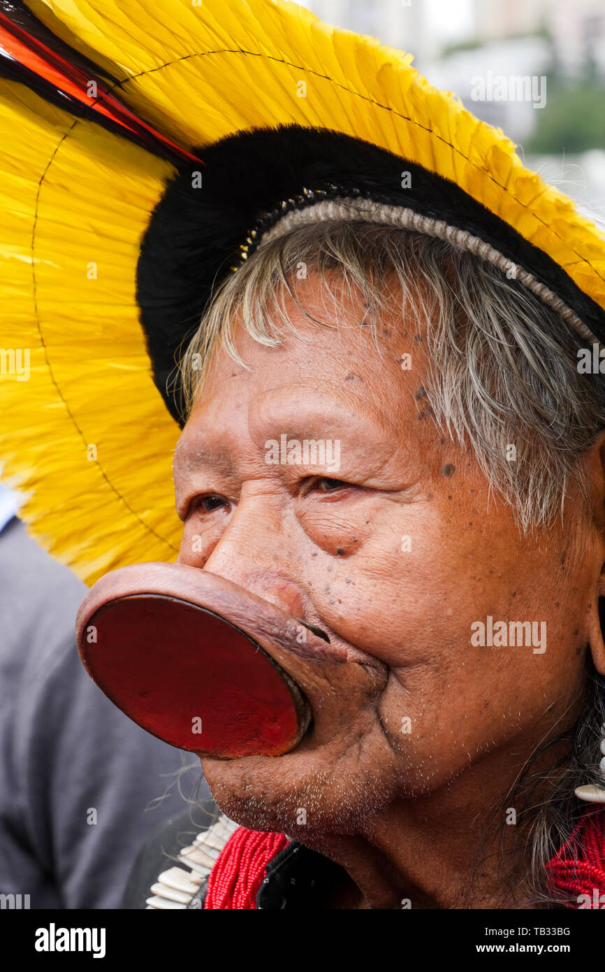 Chief Raoni appears in Lyon, France Stock Photo - Alamy