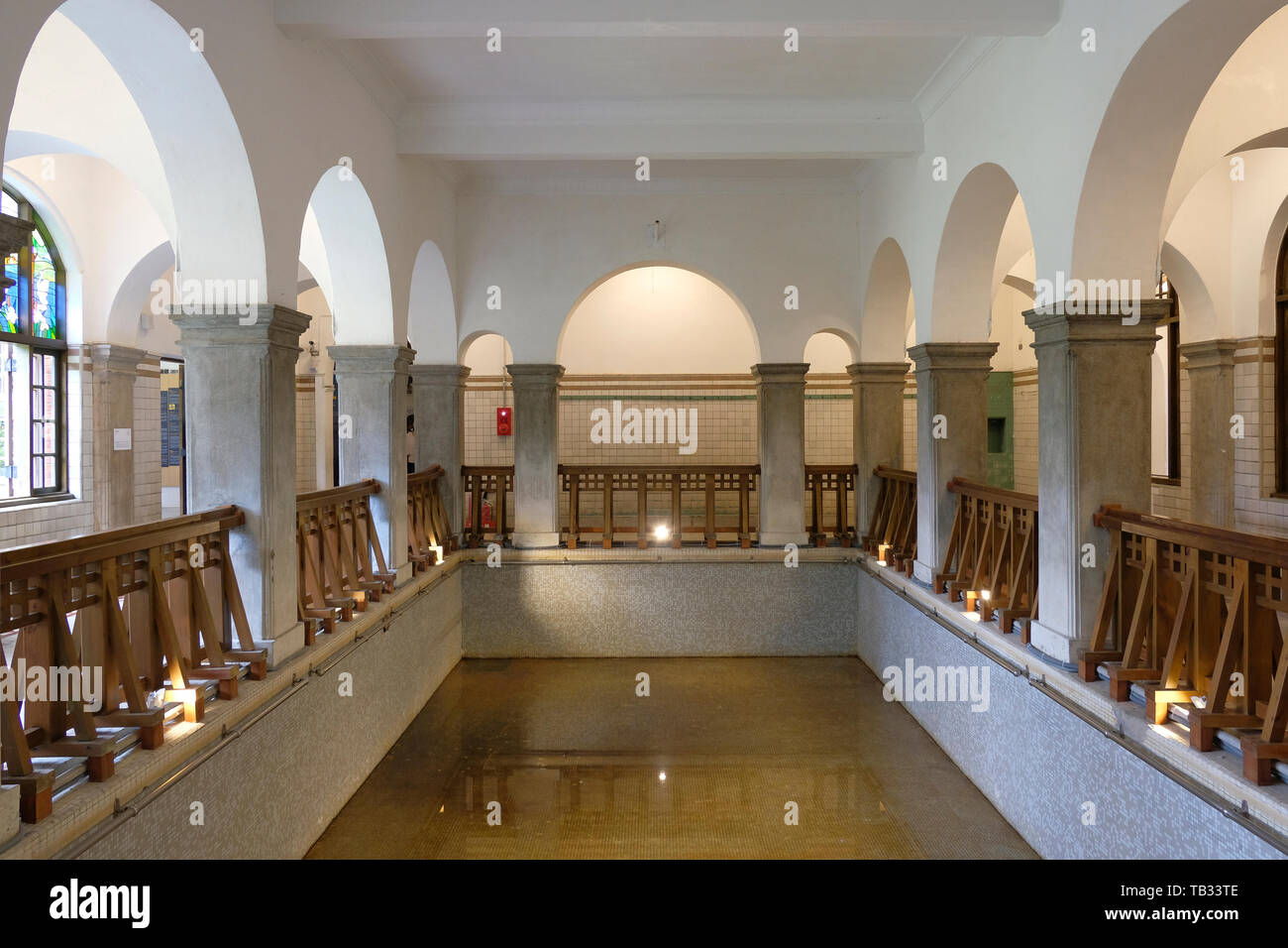 The main hot spring bath on the first floor of Beitou Hot Spring Museum ...