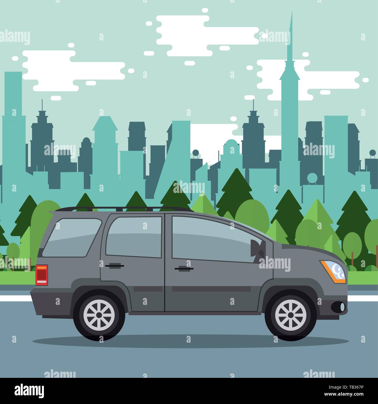 Car in empty park Stock Vector Images - Alamy