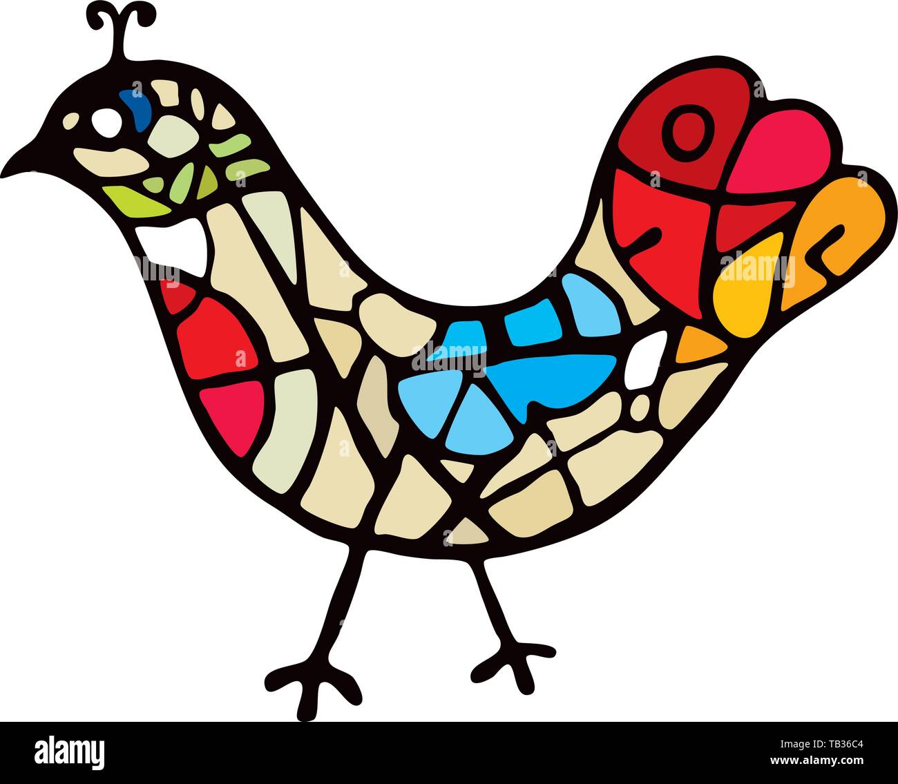 Vector illustration. Artistic bird icon with lines and warm colors ...