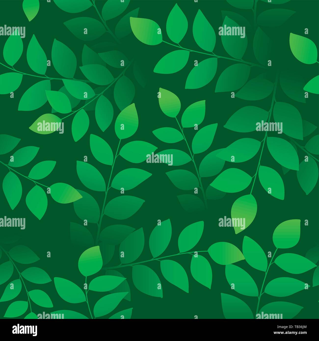 Vector illustration. Seamless green branch background with leaf texture ...