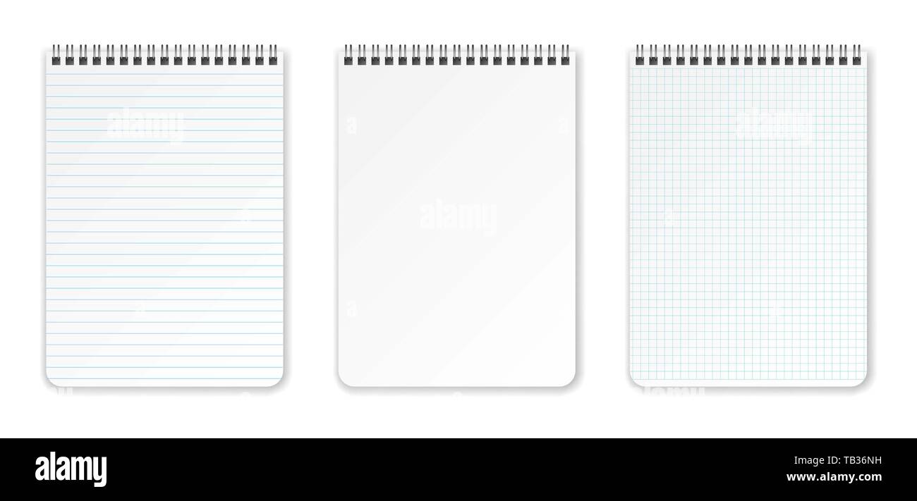 Realistic blank pages notebook template with spiral. Vector mockup ...