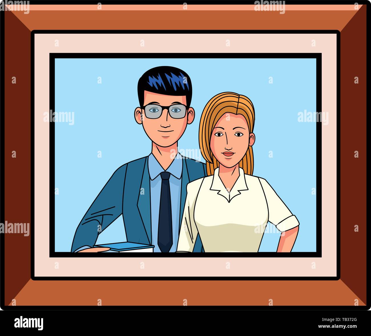 Photo frame with two people in Stock Vector Images - Alamy
