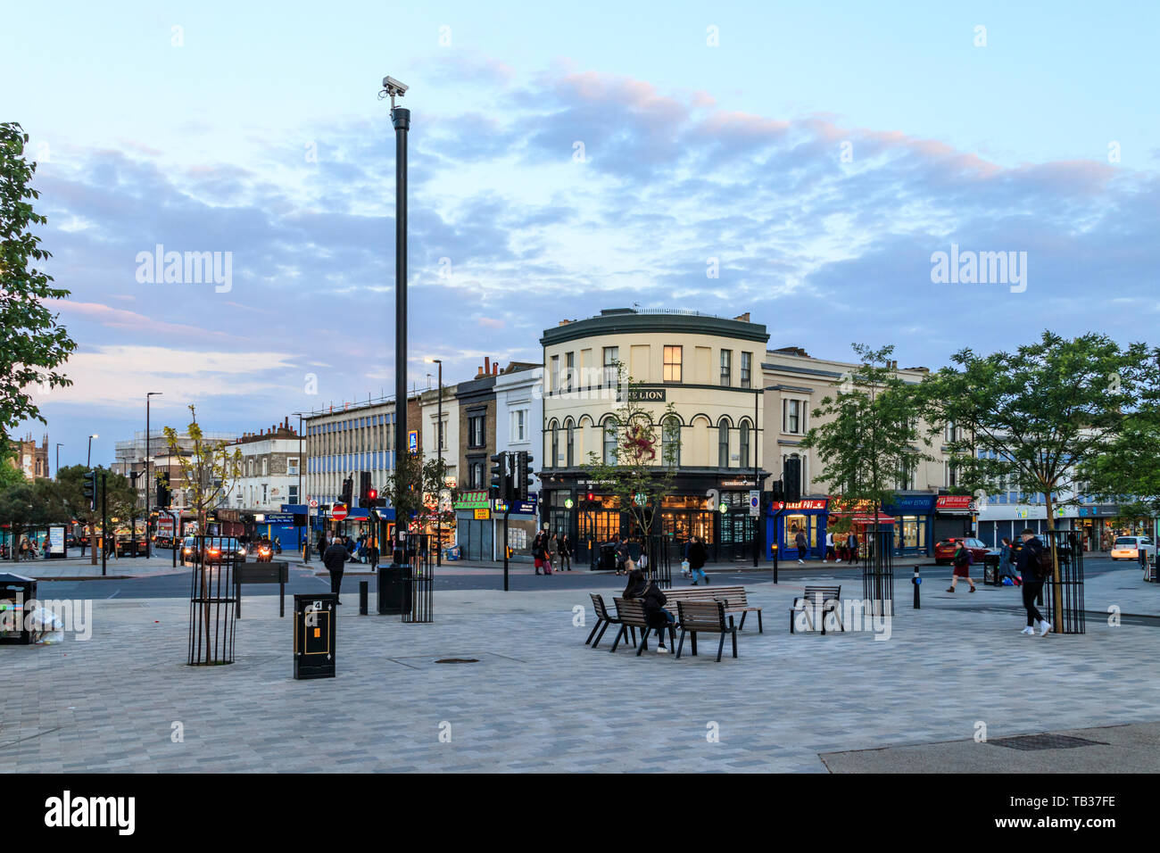 Navigator Square in Archway looking south along Holloway Road, the Lion ...
