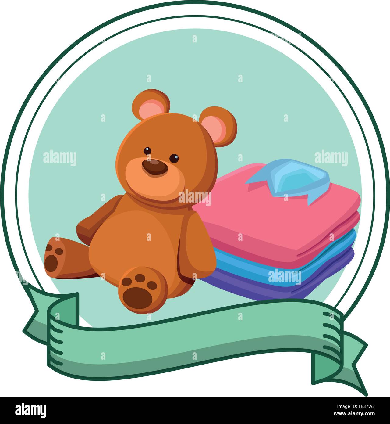 teddy bear toy and folded clothes Stock Vector Image & Art - Alamy