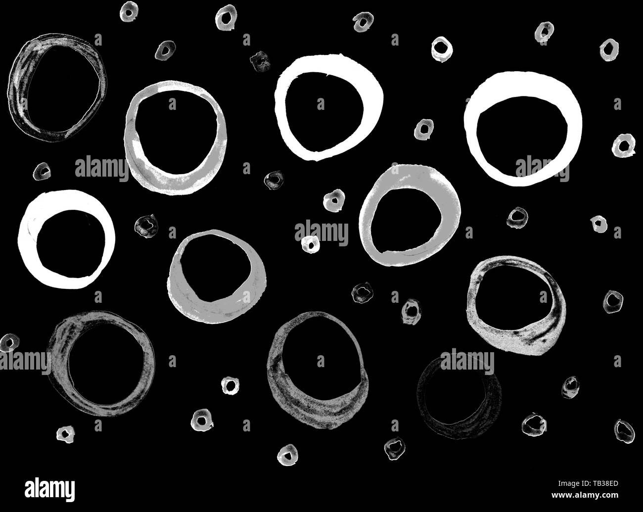 Watercolor texture with round spots hand-drawn circles, white rings ...