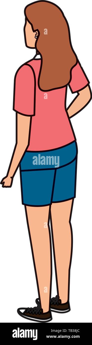 cute young woman back character Stock Vector Image & Art - Alamy