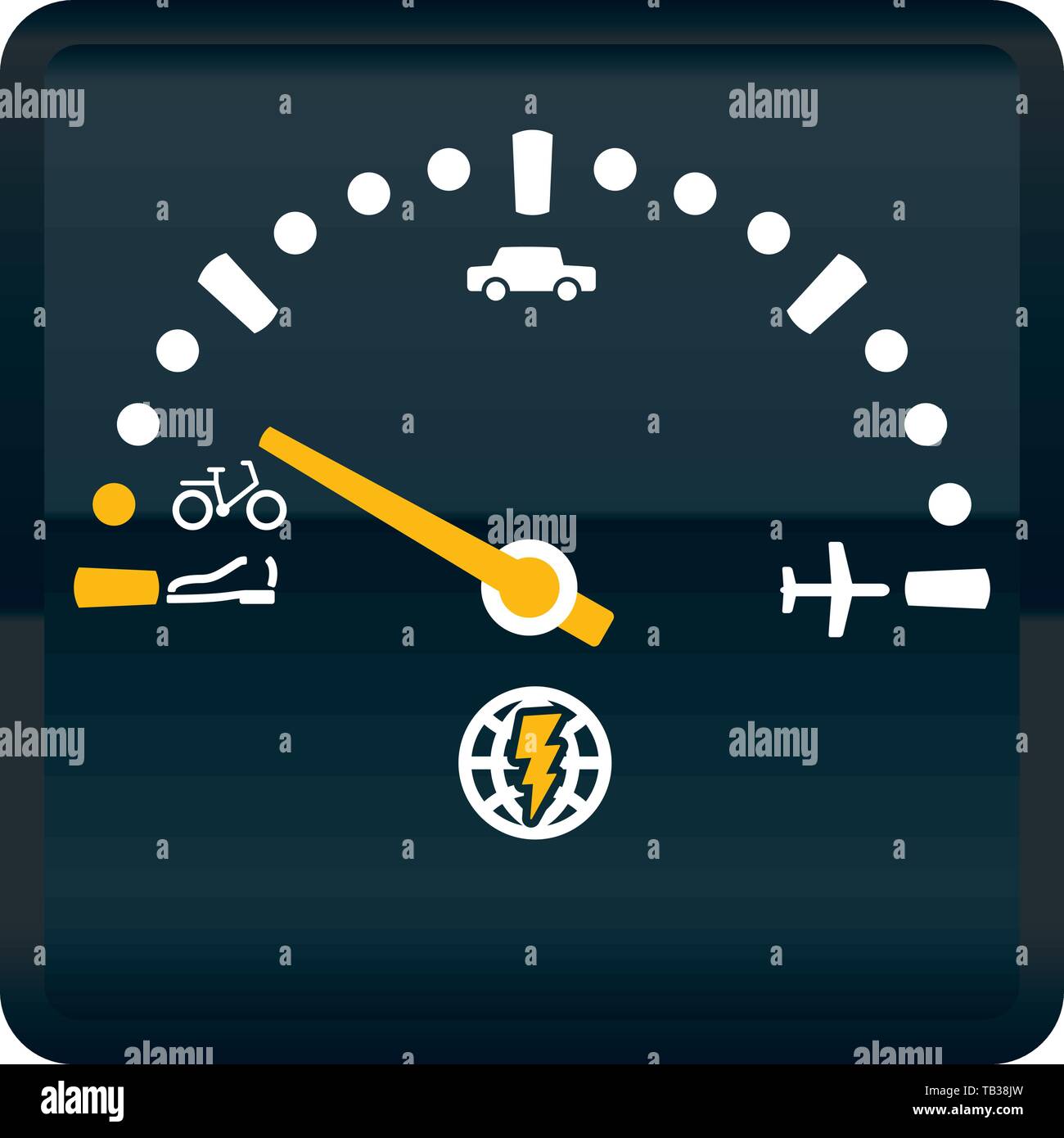 Vector illustration. Global energy symbol. Fuel gauge with ...