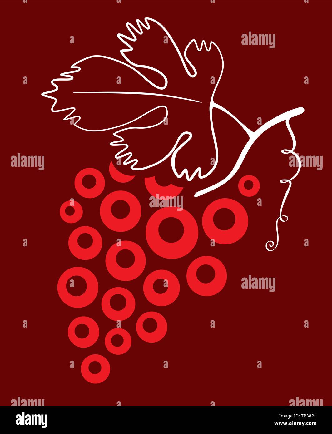 Vector illustration. Grape symbol in red tones with leaf in white Stock ...