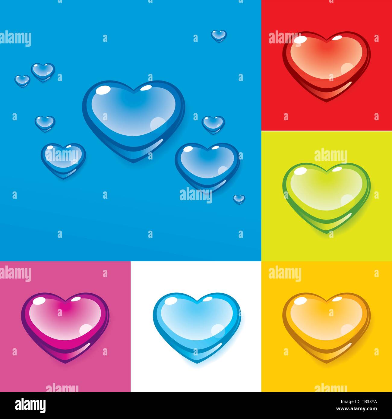 Vector illustration. Heart drops. Water drops in shape of heart Stock ...