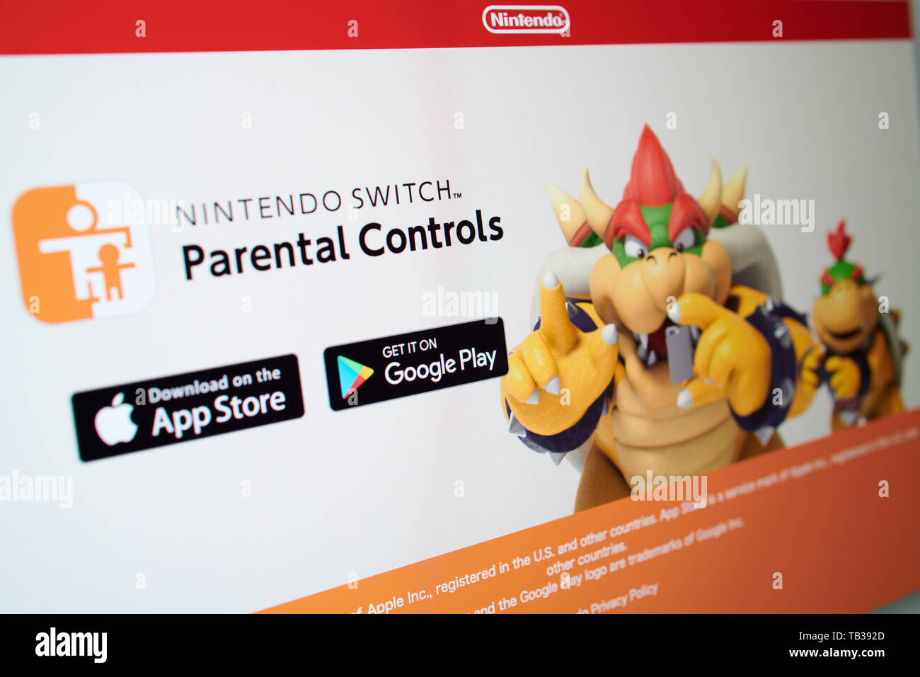 Closeup on Nintendo Switch parental controls apps photographed from the ...