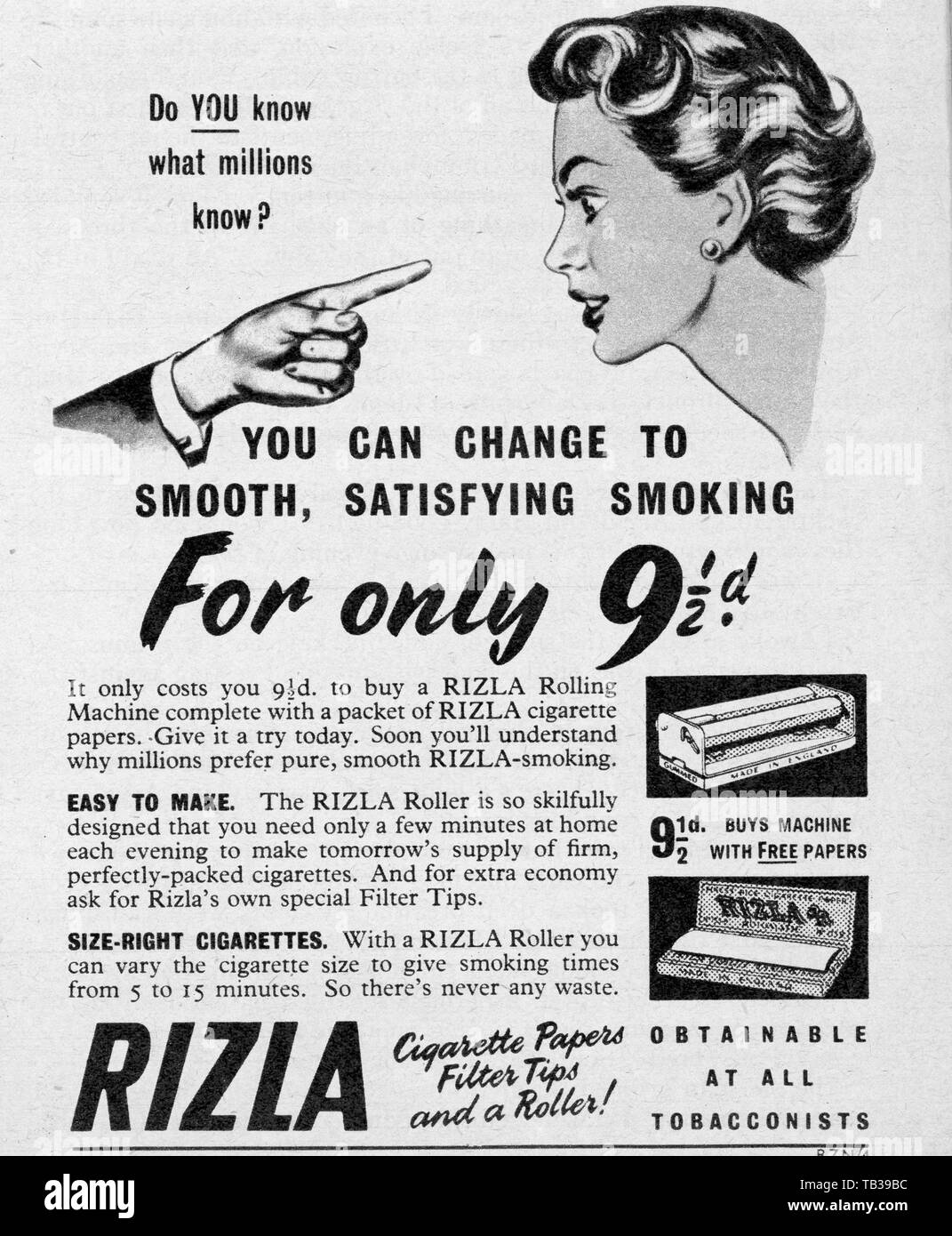 Vintage cigarette advert hi-res stock photography and images - Alamy