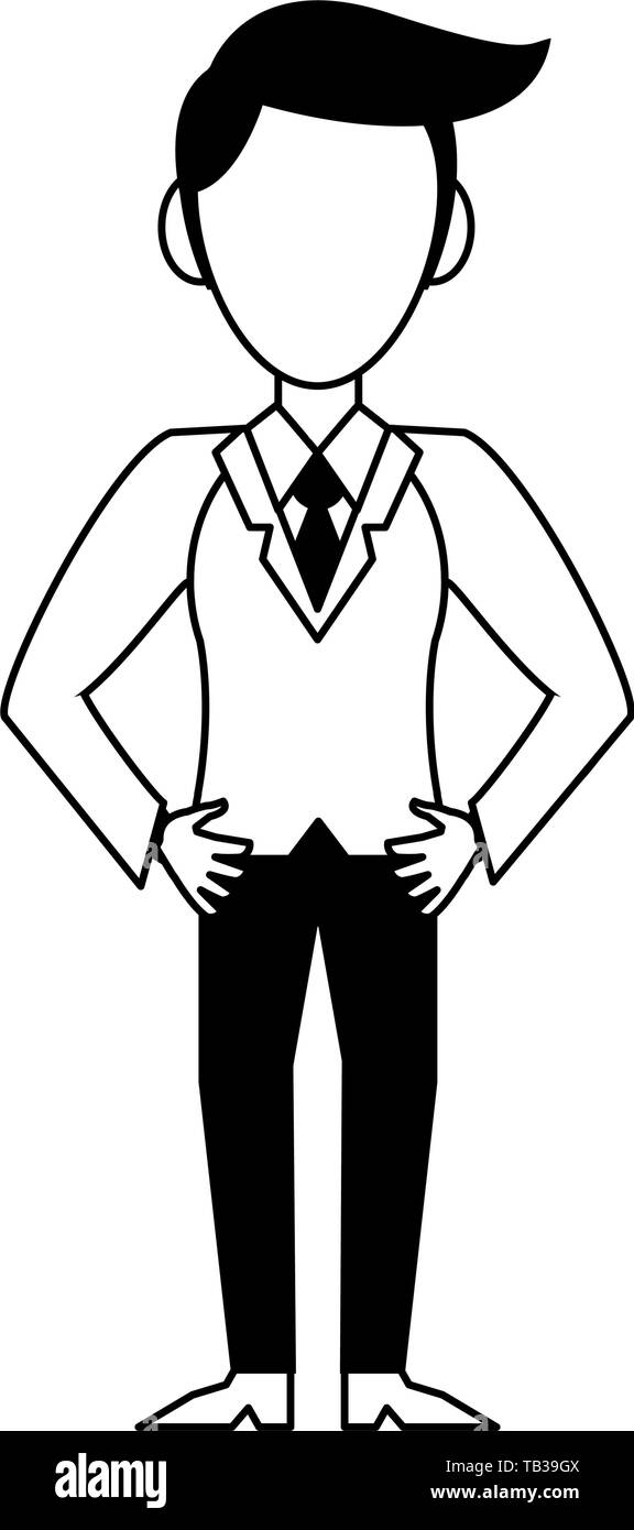 Executive businessman character cartoon in black and white Stock Vector ...