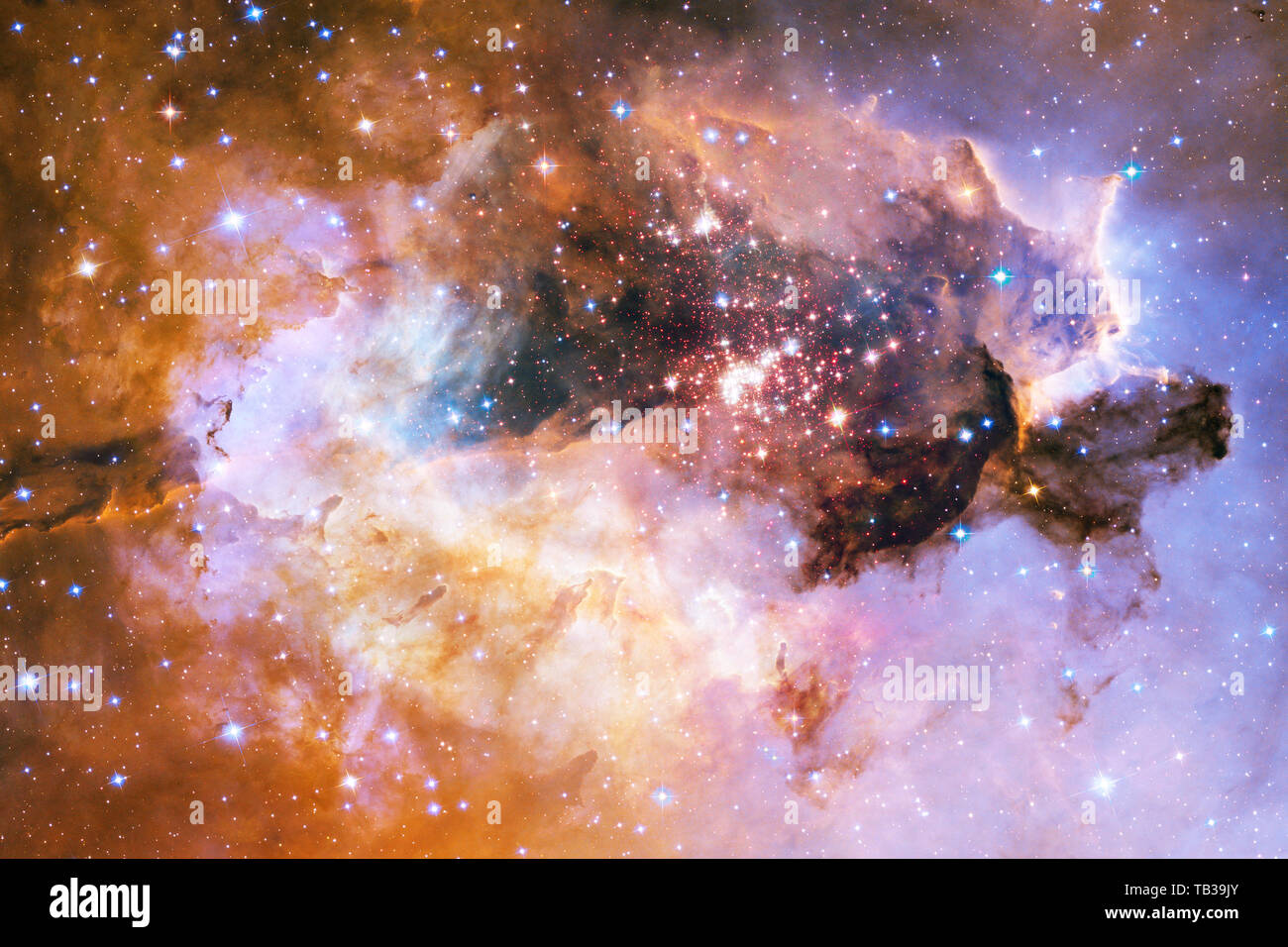 Cosmic landscape, colorful science fiction wallpaper with endless outer ...