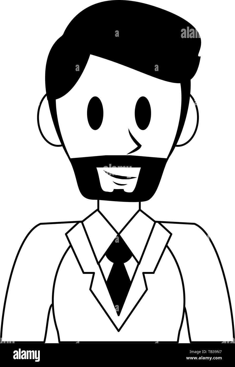 Executive businessman character cartoon in black and white Stock Vector ...