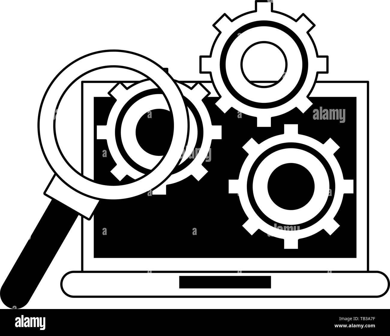 Business and office technology symbols in black and white Stock Vector ...