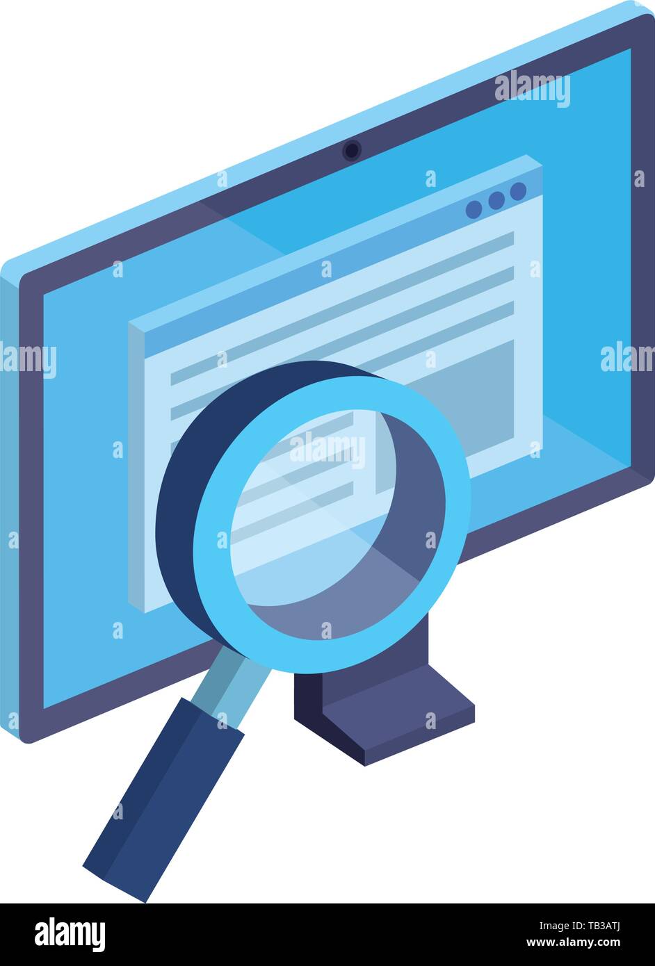 computer monitor with magnifying glass Stock Vector Image & Art - Alamy