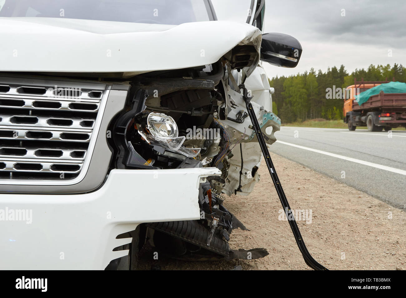 off road car after frontal collision with another vehicle Stock Photo ...