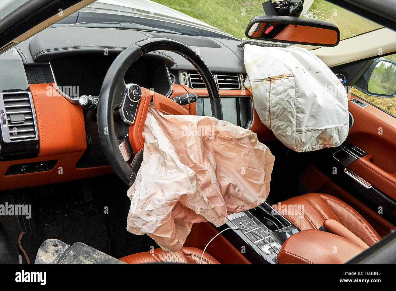inside of car after frontal collision with another vehicle Stock Photo ...