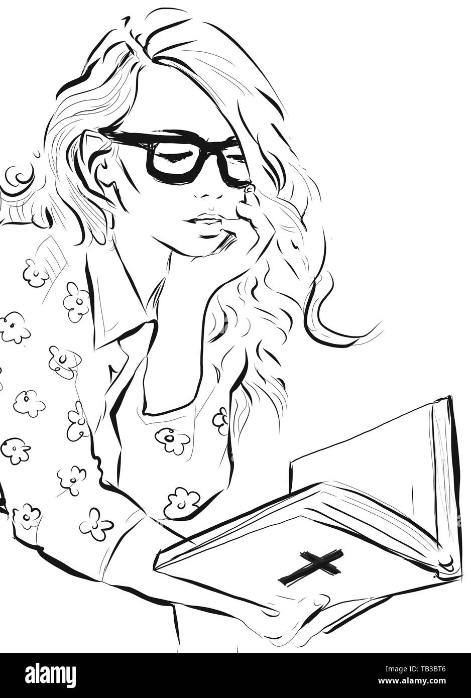 Girl reading bible Stock Photo - Alamy