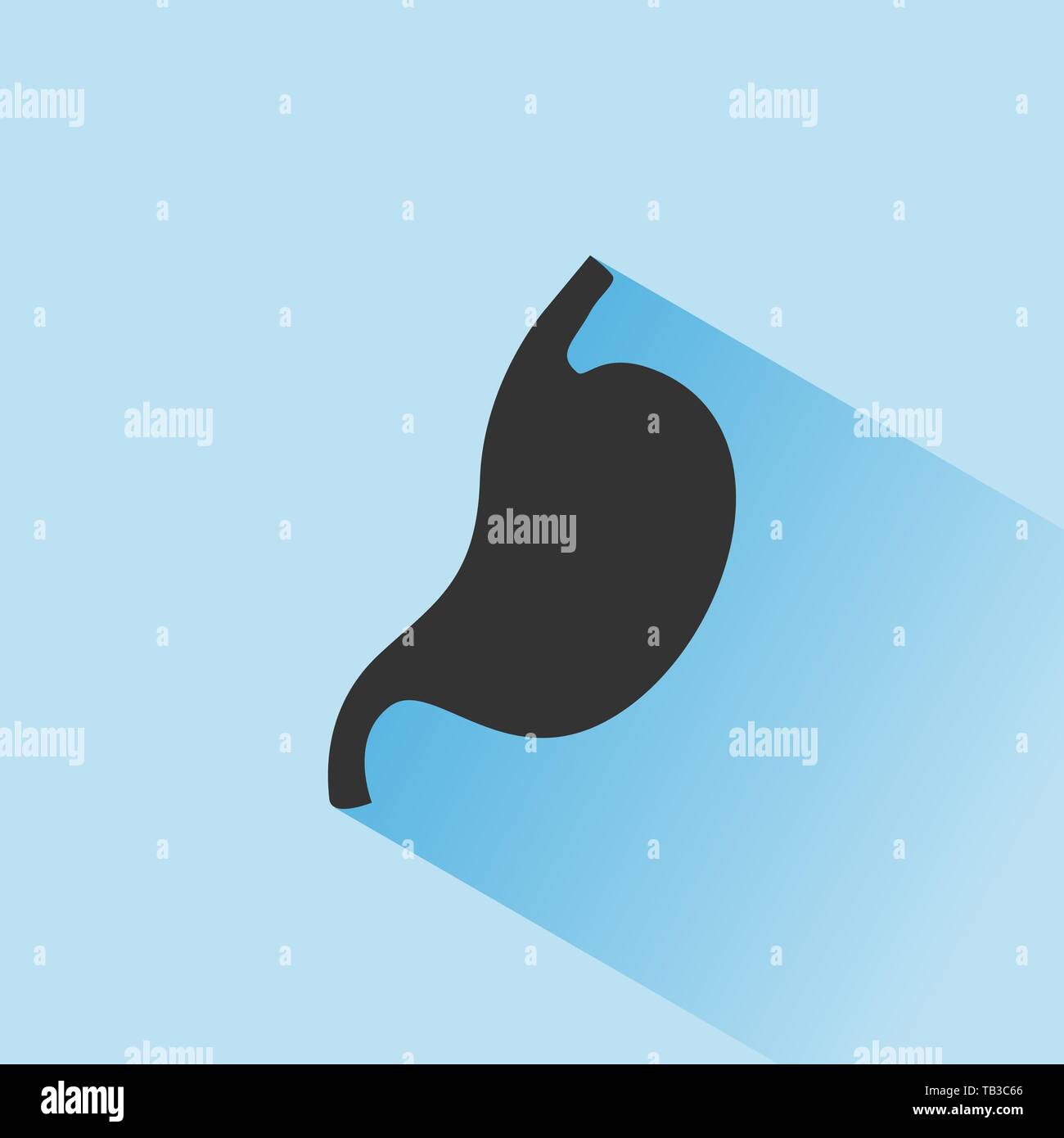 Stomach icon with shade on blue background. Vector illustration Stock ...