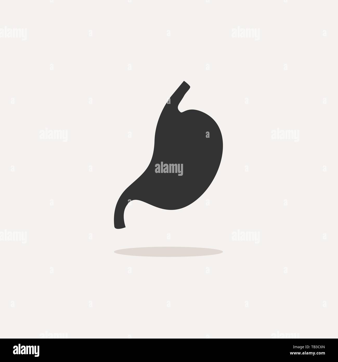 Stomach icon with shadow on beige background. Vector illustration Stock ...