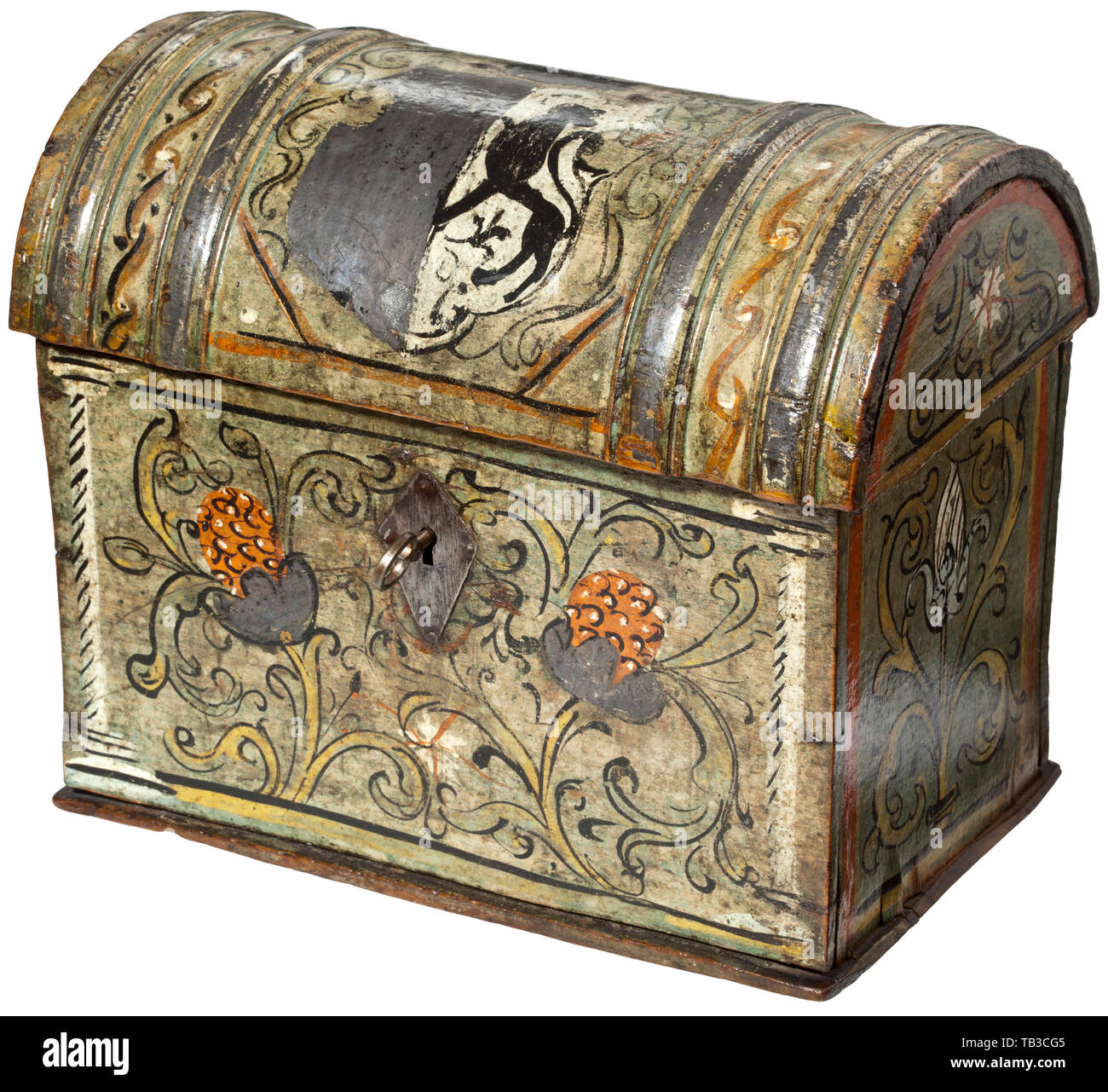 An Upper Swabian casket with a domed lid and bismuth painting, 17th ...