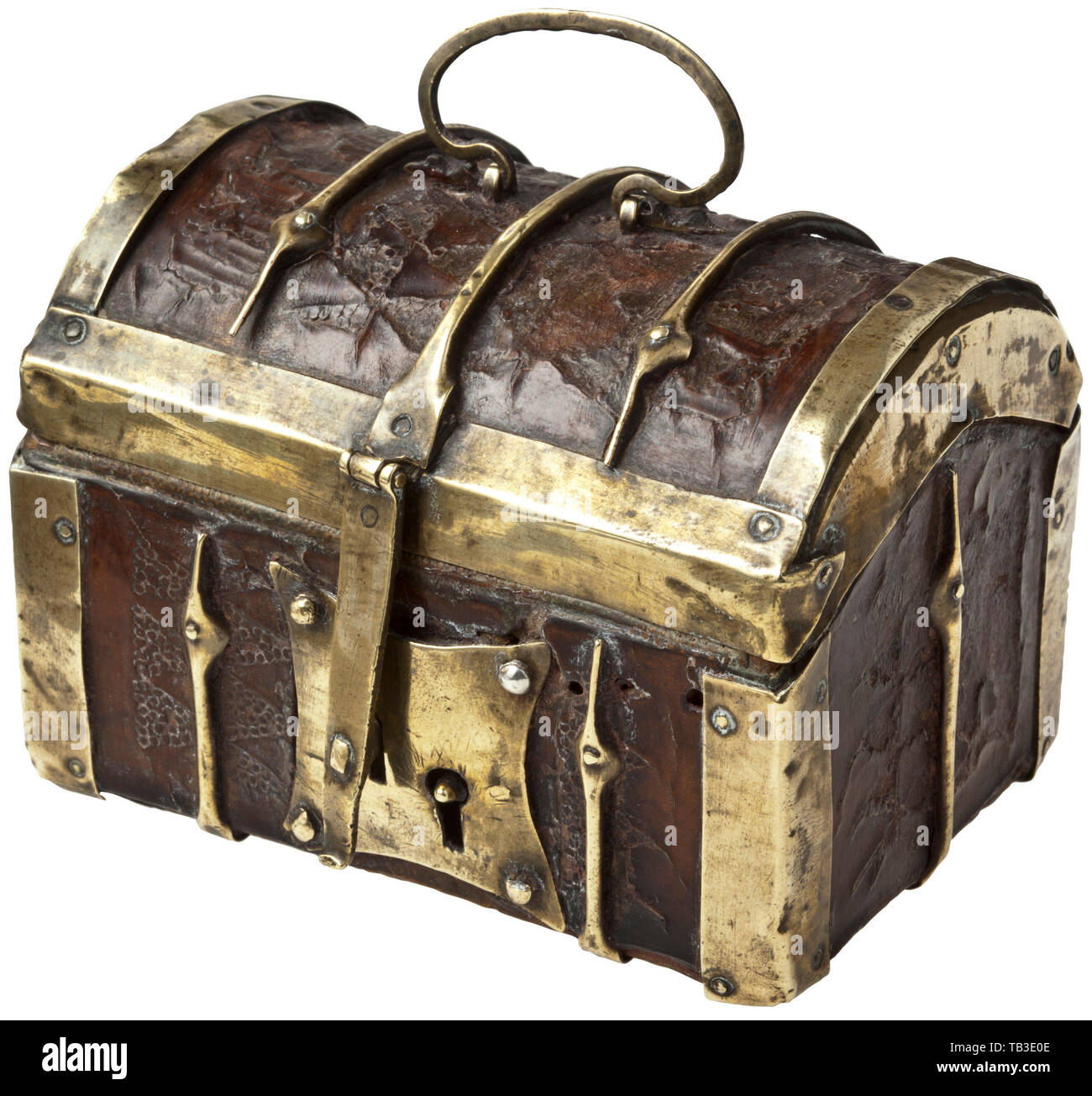 A German miniature leather casket, circa 1500, A small casket with a ...