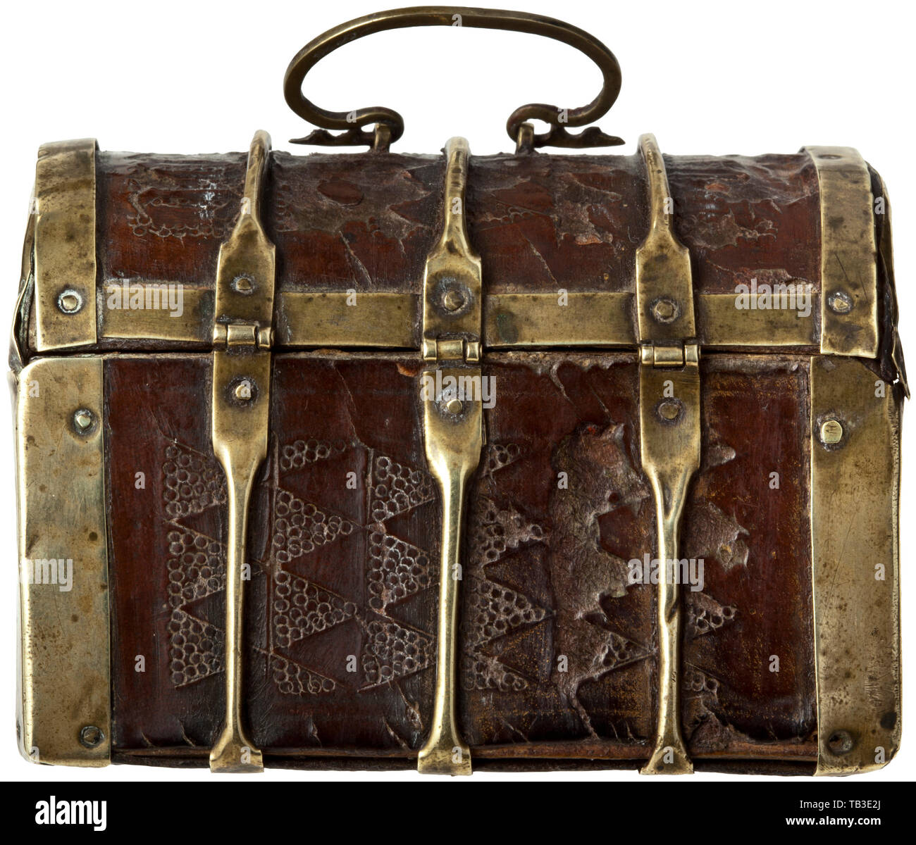 A German miniature leather casket, circa 1500, A small casket with a ...