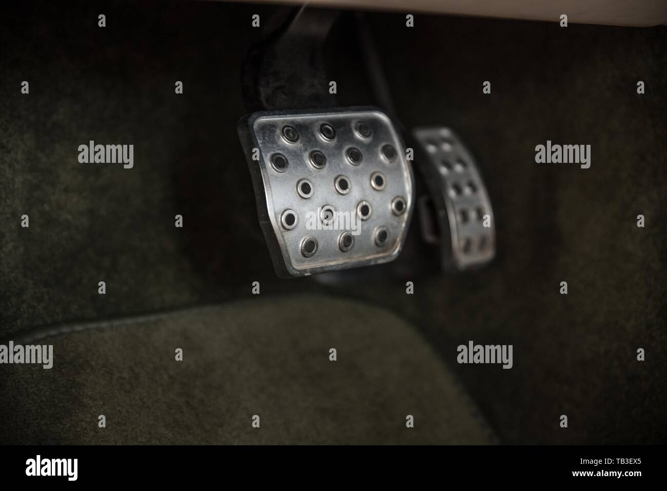 Metal brake and acceleration pedal in car with automatic gearbox ...