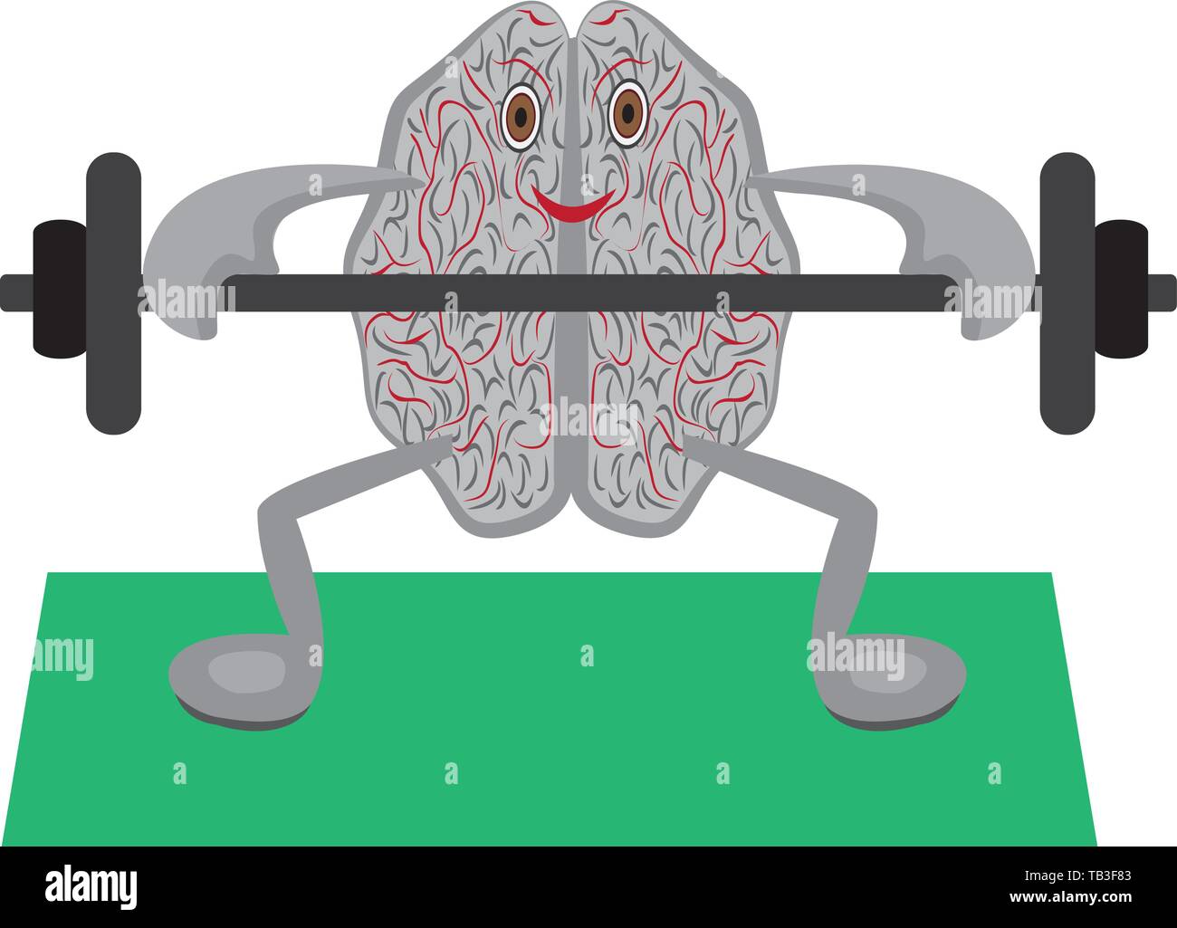 Brain doing exercises with barbell vector illustration symbolysing ...