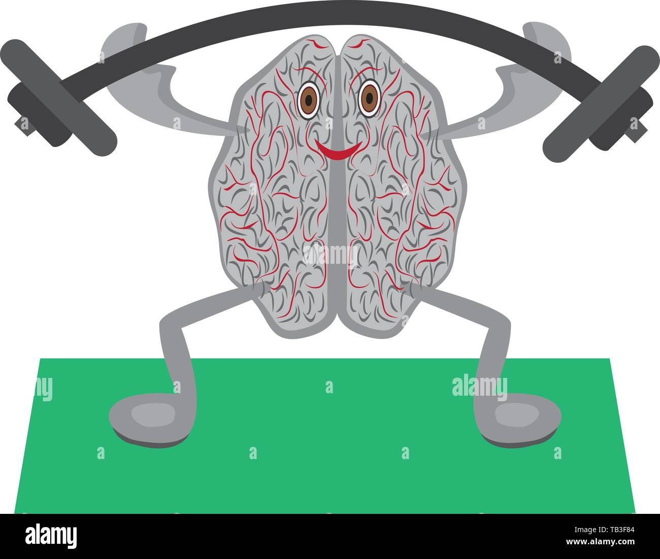 Brain doing exercises with barbell vector illustration symbolysing ...
