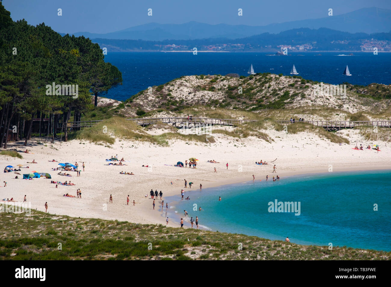 Praia de Rodas beach at the Cíes Islands, Galicia, Spain, Europe Stock ...