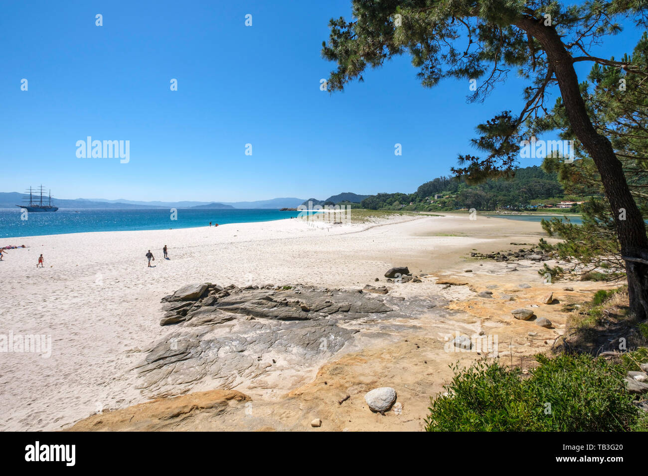 Praia de Rodas beach at the Cíes Islands, Galicia, Spain, Europe Stock ...