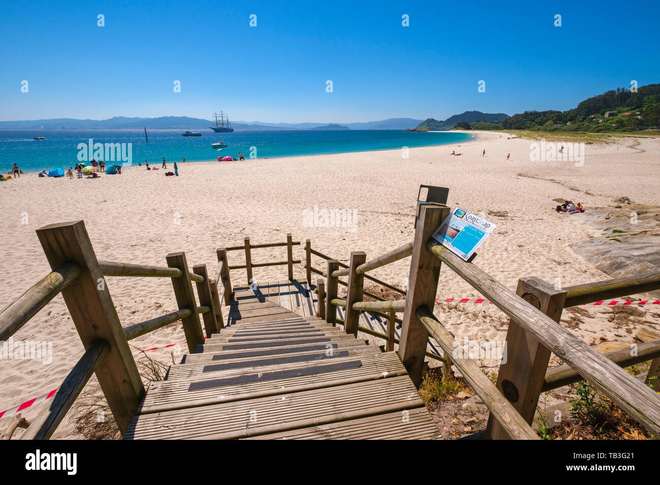 Praia de Rodas beach at the Cíes Islands, Galicia, Spain, Europe Stock ...