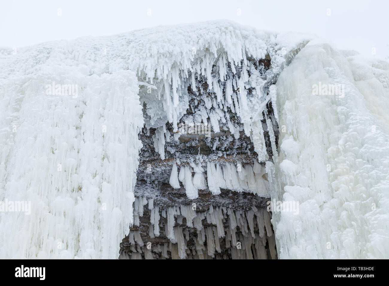 Frozen waterfall cave. Jagala, Estonia Stock Photo - Alamy