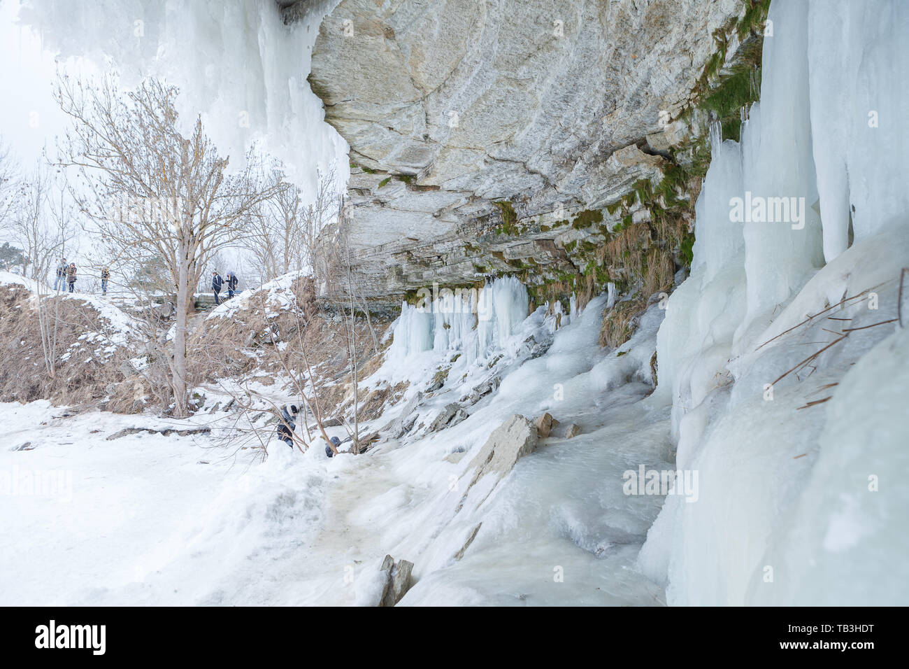 Frozen waterfall cave. Jagala, Estonia Stock Photo - Alamy